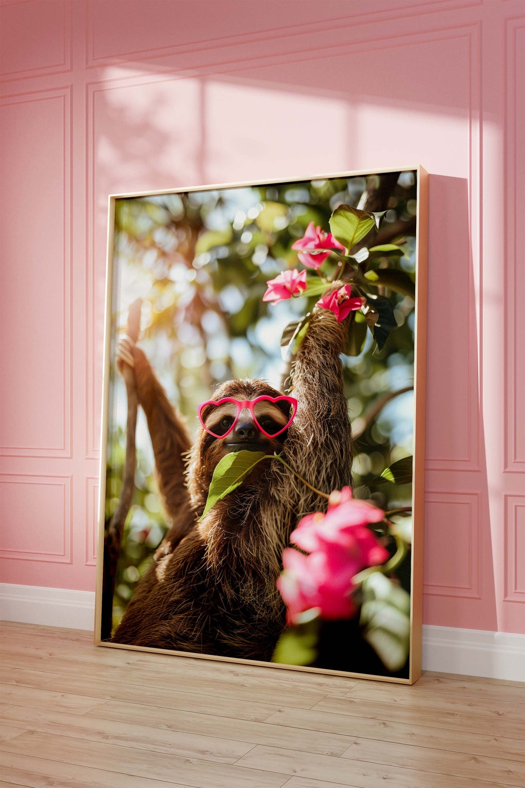 Sloth Heart Glasses Art Print - Digital Printable Trendy Art - Girly ...