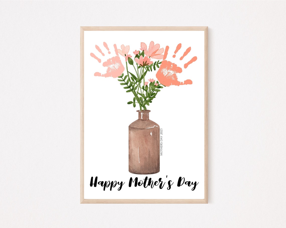Mothers Day Handprint Gift Art Bundle, Printable Flower Keepsake Mom ...