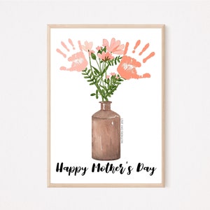 Mothers Day Handprint Gift Art Bundle, Printable Flower Keepsake Mom ...