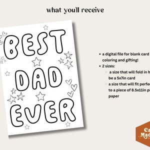 Fathers Day Best Dad Ever Printable - Handmade Gift Coloring Card Gift ...