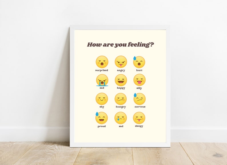 Toddler Pre-school Child Emoji Feelings Emotions Poster - Etsy