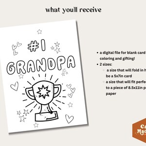 Grandpa Fathers Day Printable Card Handmade Gift Coloring Card Gift for ...