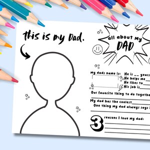 All About My Dad Coloring Printable for Fathers Day - Handmade Gift ...