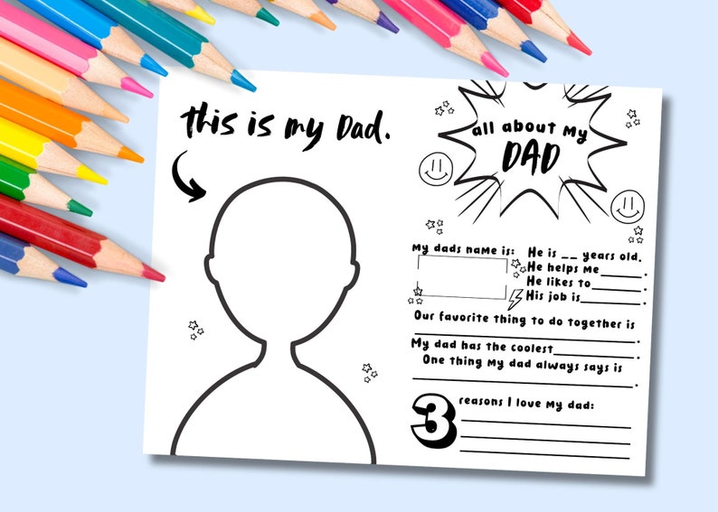 All About My Dad Coloring Printable for Fathers Day - Handmade Gift ...