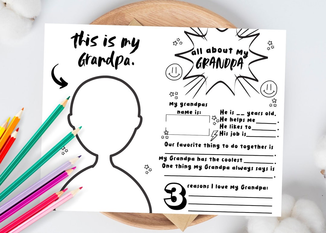 All About My Grandpa Coloring Printable for Fathers Day - Fill in the ...