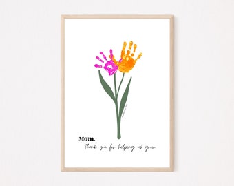 Mothers Day Handprint Gift Art Bundle, Printable Flower Keepsake Mom ...