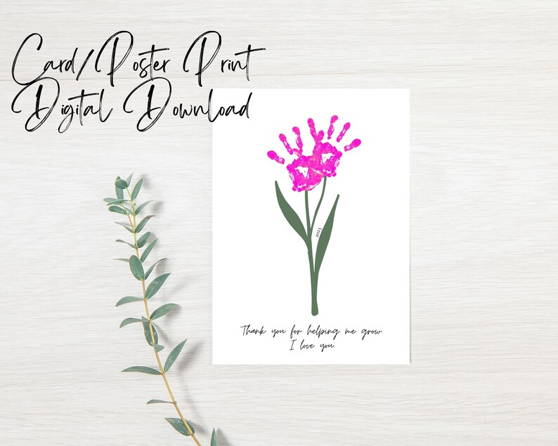 Mothers Day Handprint Gift Art Flower, Printable Keepsake Mom Grandma ...