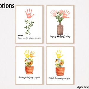 Mothers Day Handprint Gift Art Bundle, Printable Flower Keepsake Mom ...