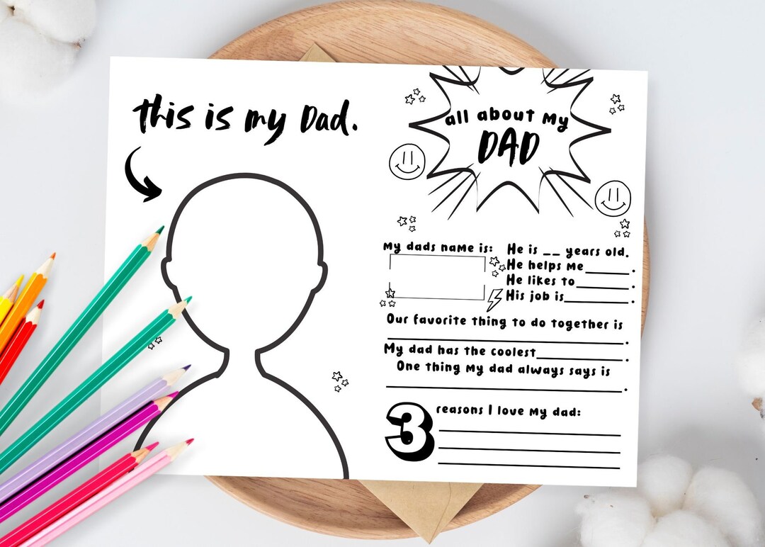 All About My Dad Coloring Printable for Fathers Day - Handmade Gift ...
