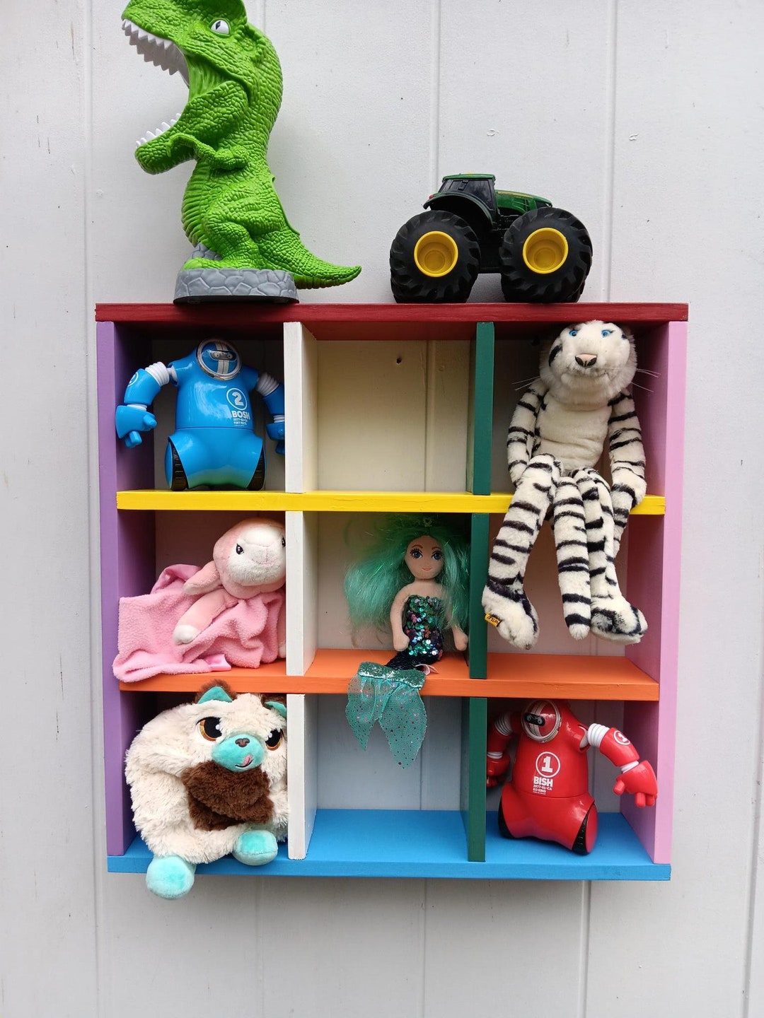 9 Cubby Hole Shelf for Children in Wonderful Bright Colors/7-inch Holes ...