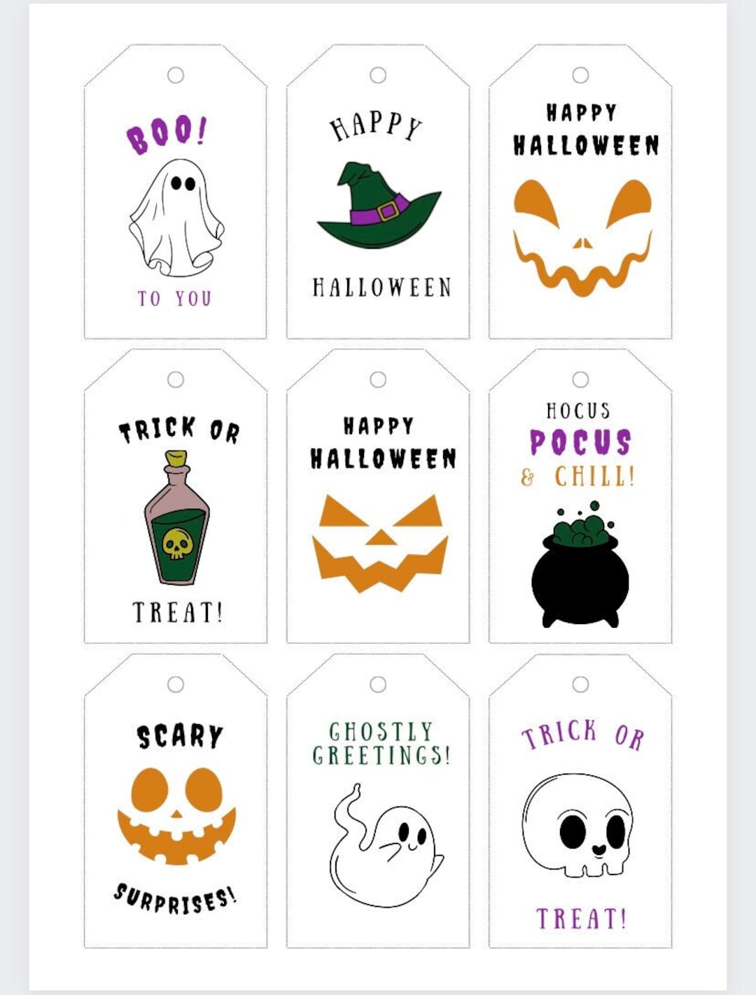 Halloween Gift Tags, Printable - Etsy