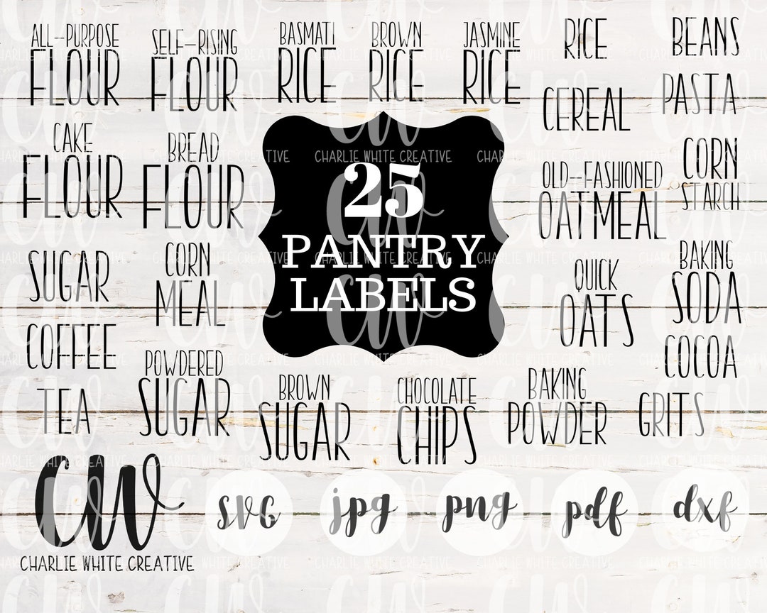 Pantry Labels SVG Kitchen Labels Cut File Commercial Use SVG Instant ...