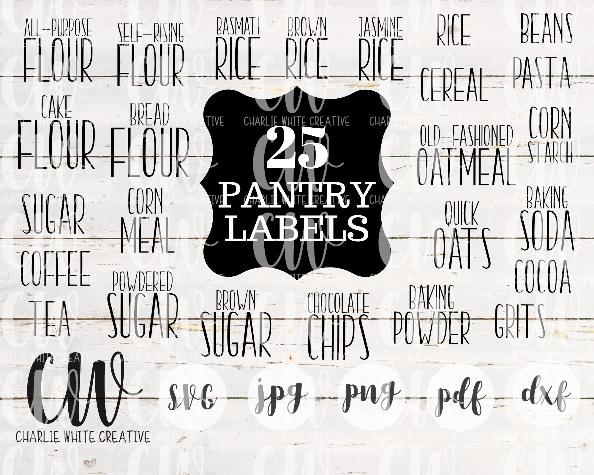 Pantry Labels SVG Kitchen Labels Cut File Commercial Use SVG Instant ...