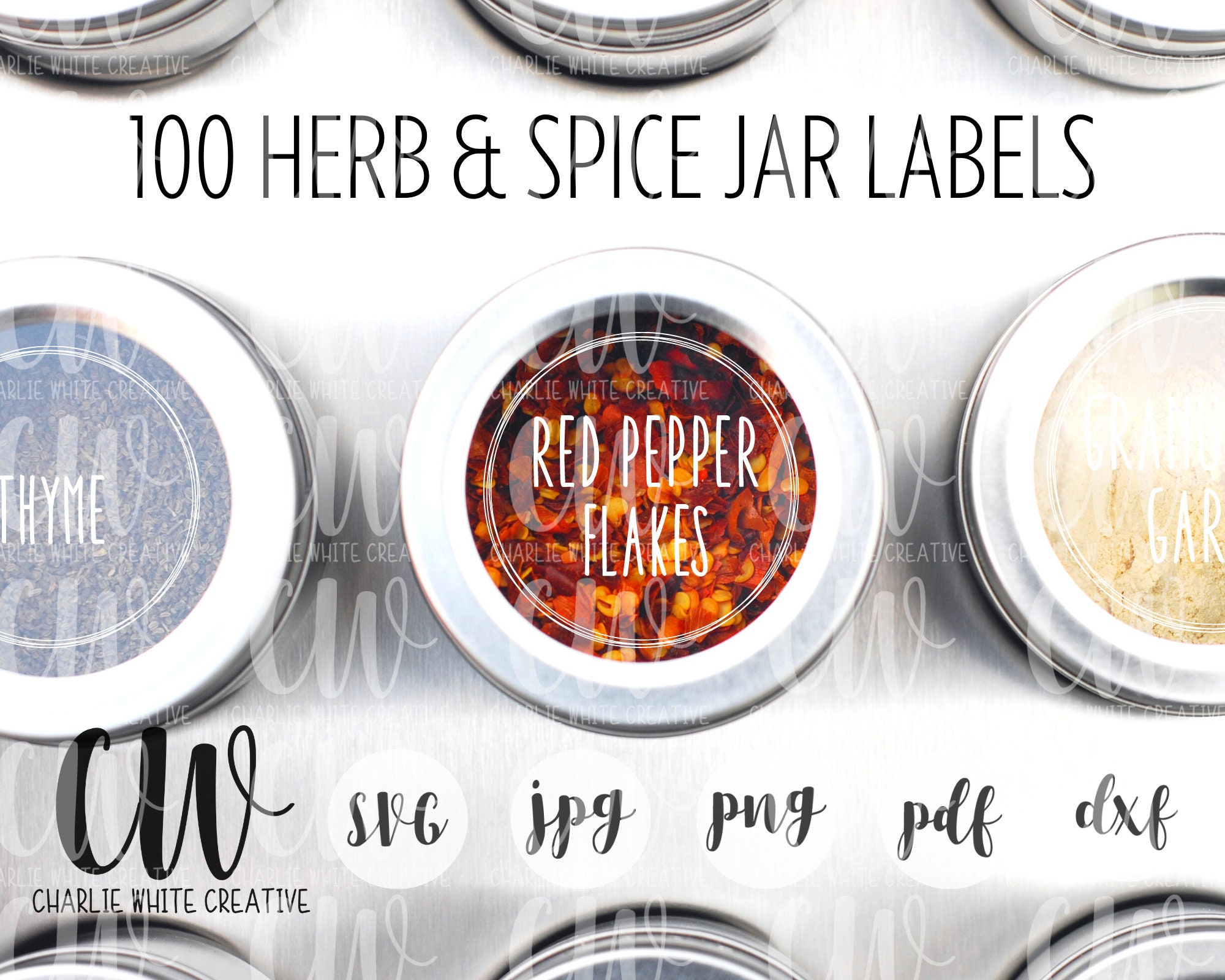 100 Herb and Spice Jar Labels SVG Kitchen Labels Cut File Commercial ...