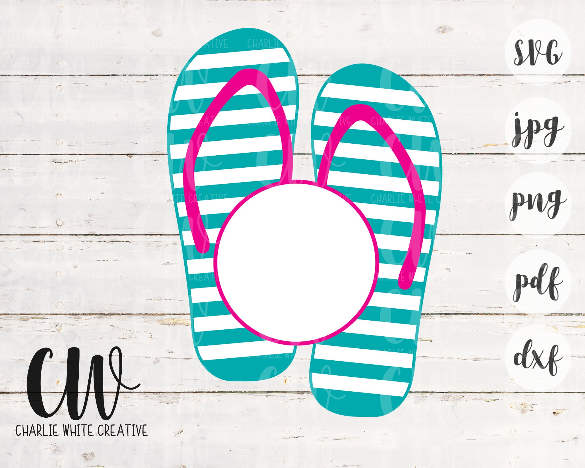Flip Flops Monogram SVG Cut File Beach SVG Commercial Use Instant ...