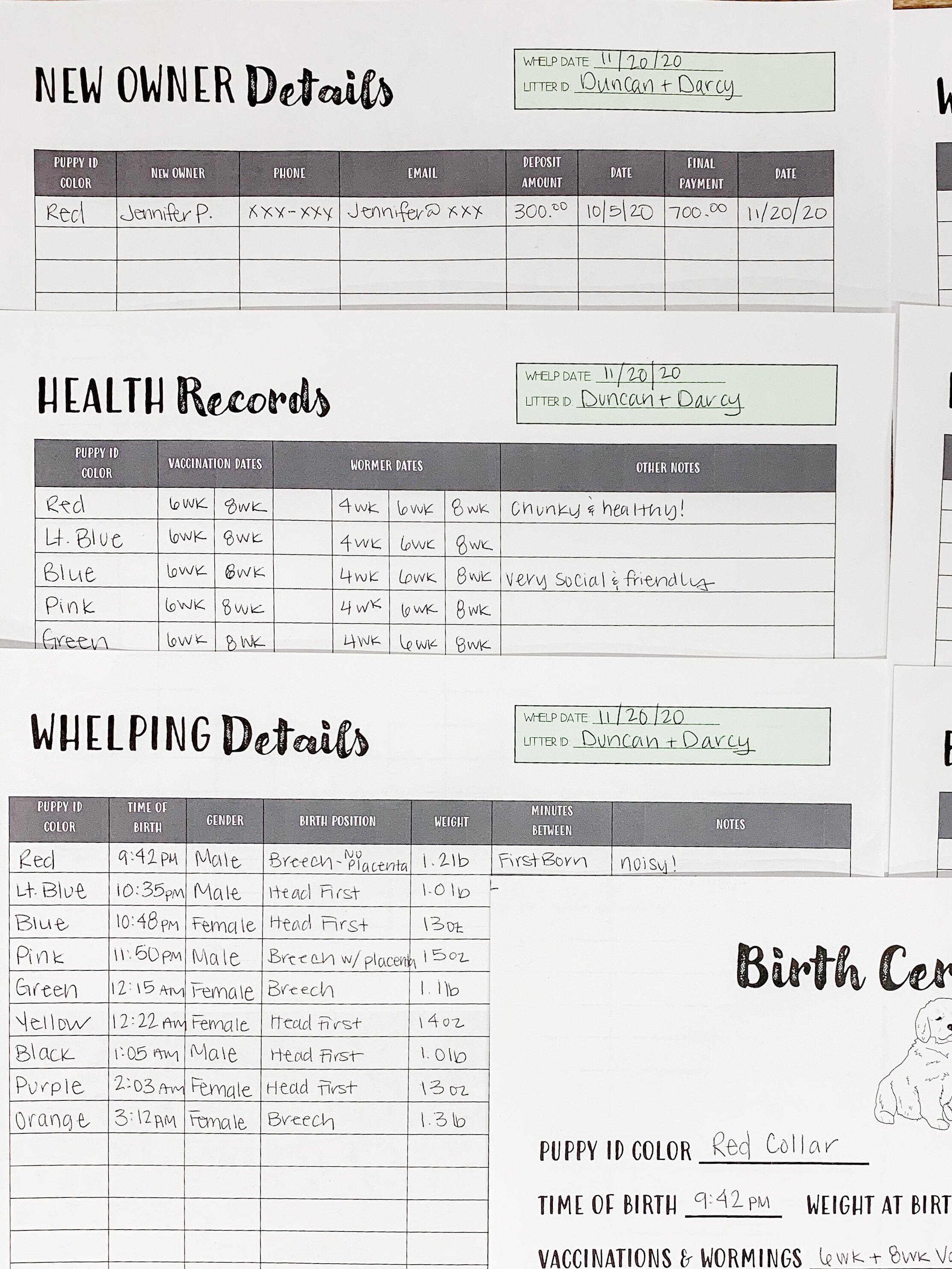 Whelping Record Keeping Document Bundle-dog Breeders | Etsy