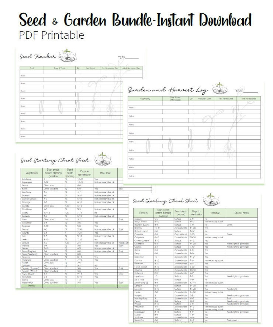 Seed Starting and Garden Record Keeping Bundle-printable-instant ...