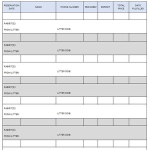 Rabbitry Record Keeping Bundle-printable-instant Download-pdf - Etsy