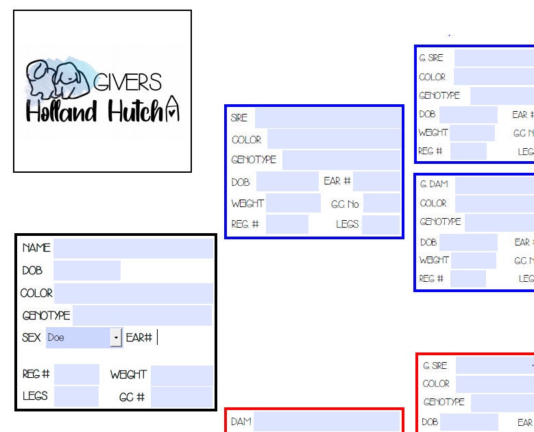 Personalized Custom Rabbit Pedigree PDF Template *UPDATED VERSION!* - Etsy