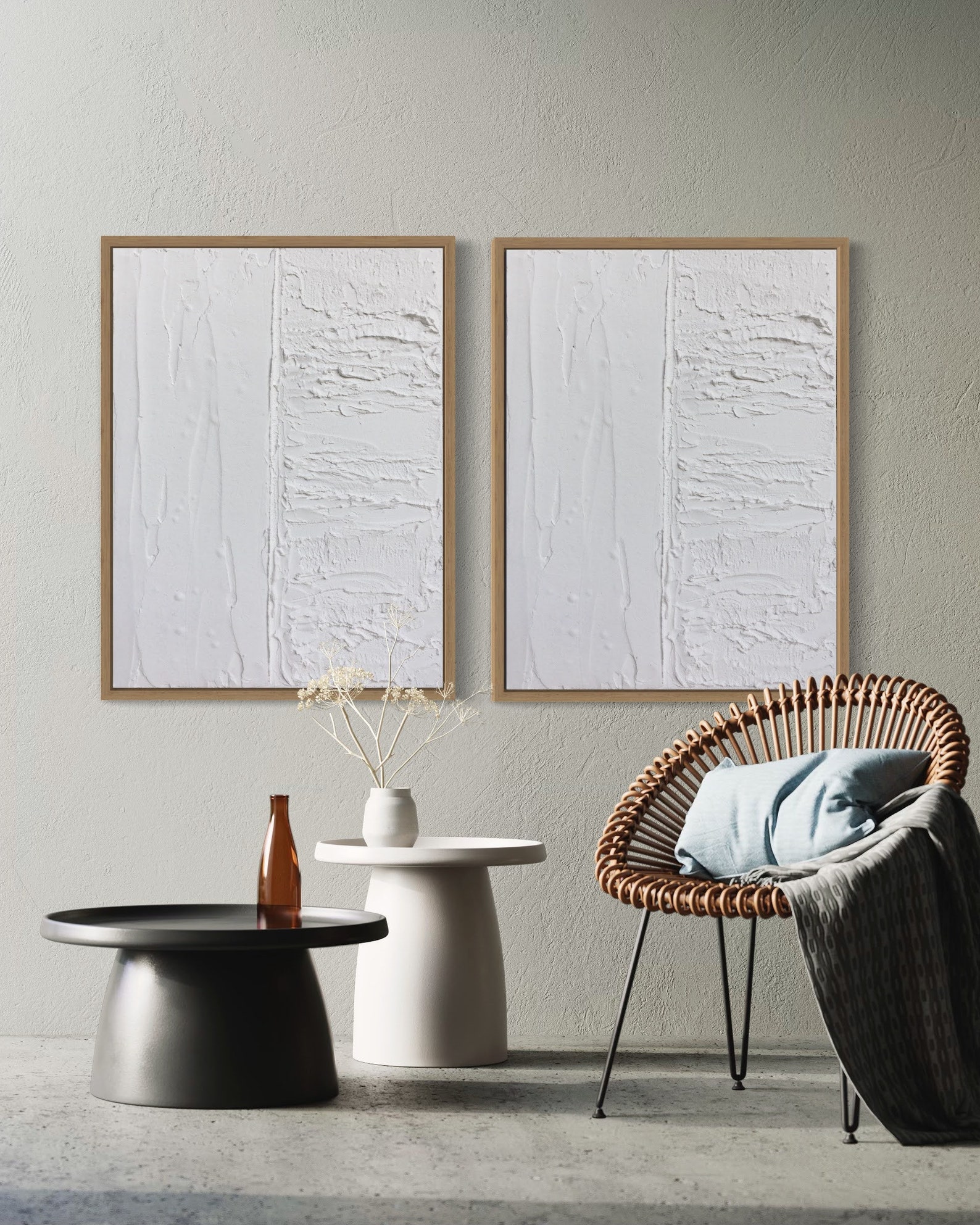 White Textured Abstract Painting – Balance - 3D Minimalist Canvas Art ...