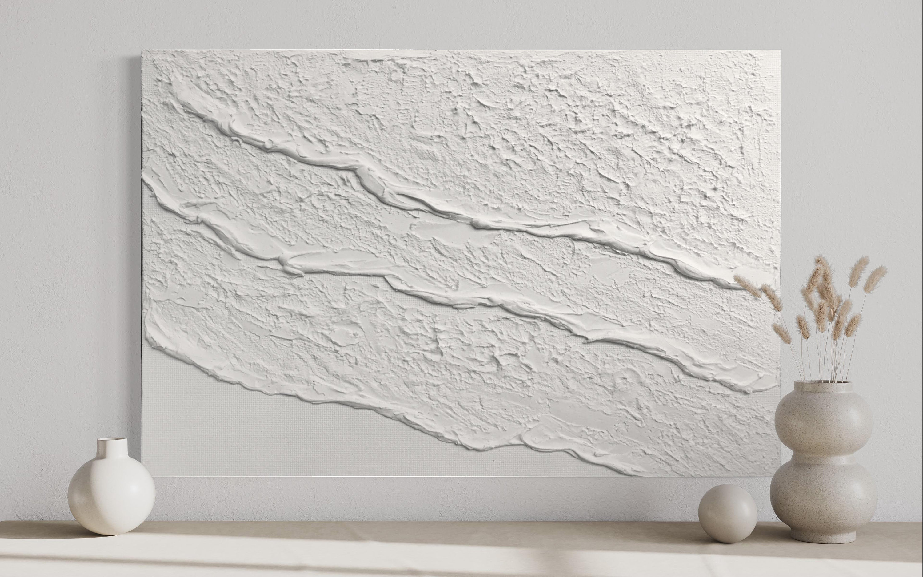 Ocean Waves Textured Art White Abstract Art White 3D Textured Art White ...