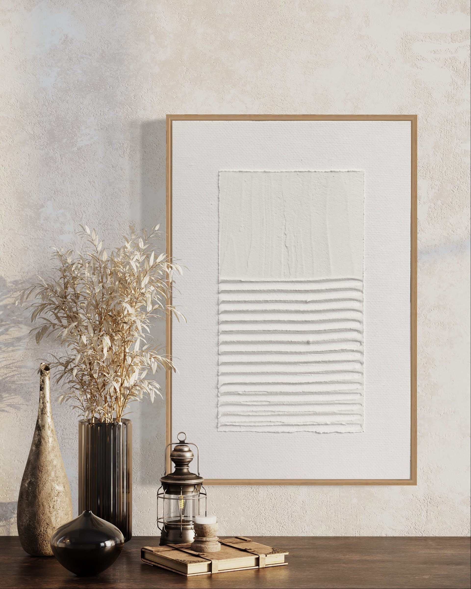 Sand Lines - Textured Art White Abstract Art White 3D Textured Art ...