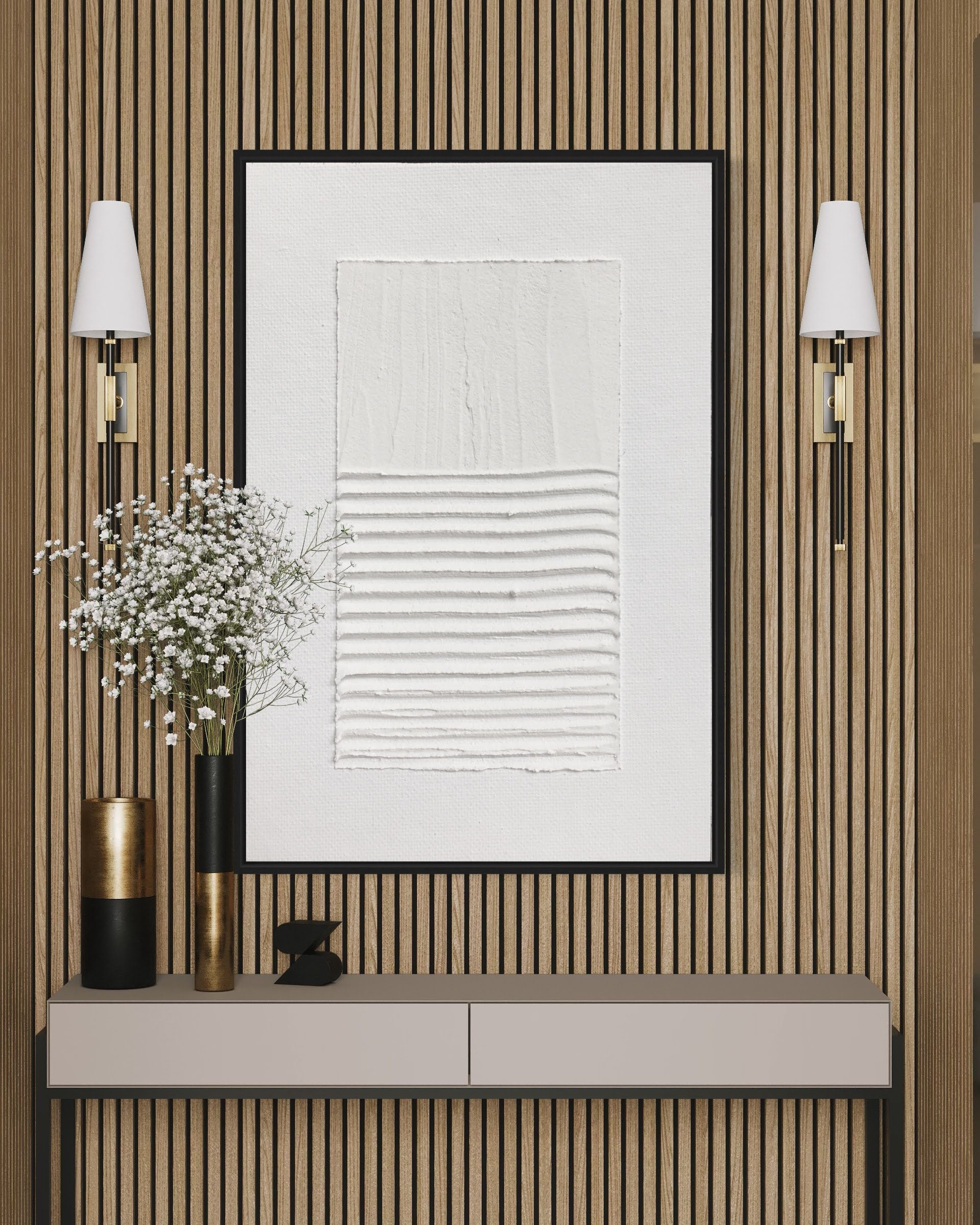 Sand Lines - Textured Art White Abstract Art White 3D Textured Art ...