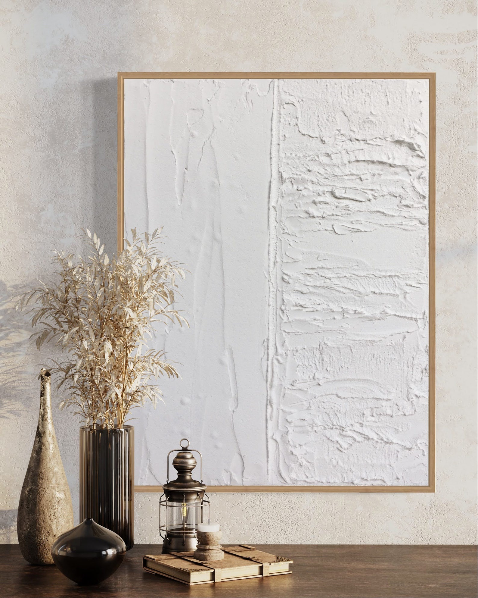 White Textured Abstract Painting – Balance - 3D Minimalist Canvas Art ...