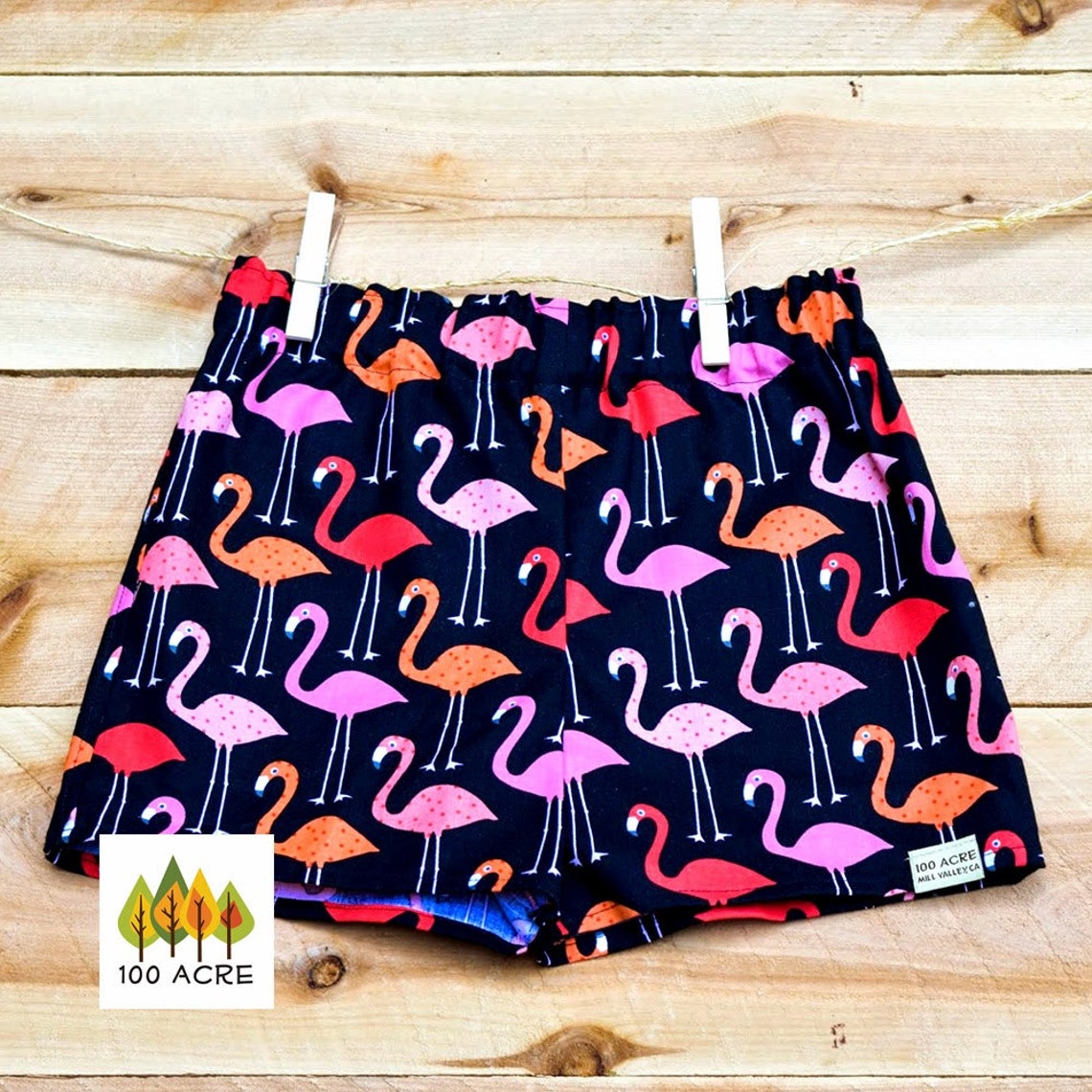 Hot Pink Flamingo Shorts for Girls- Pink, Light Pink and Coral Flamingo ...