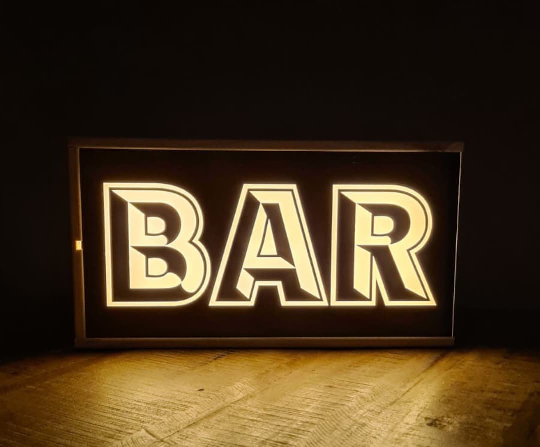 Bar Lightbox - Retro Bar Sign - Lighted Sign for Bar - Mancave ...