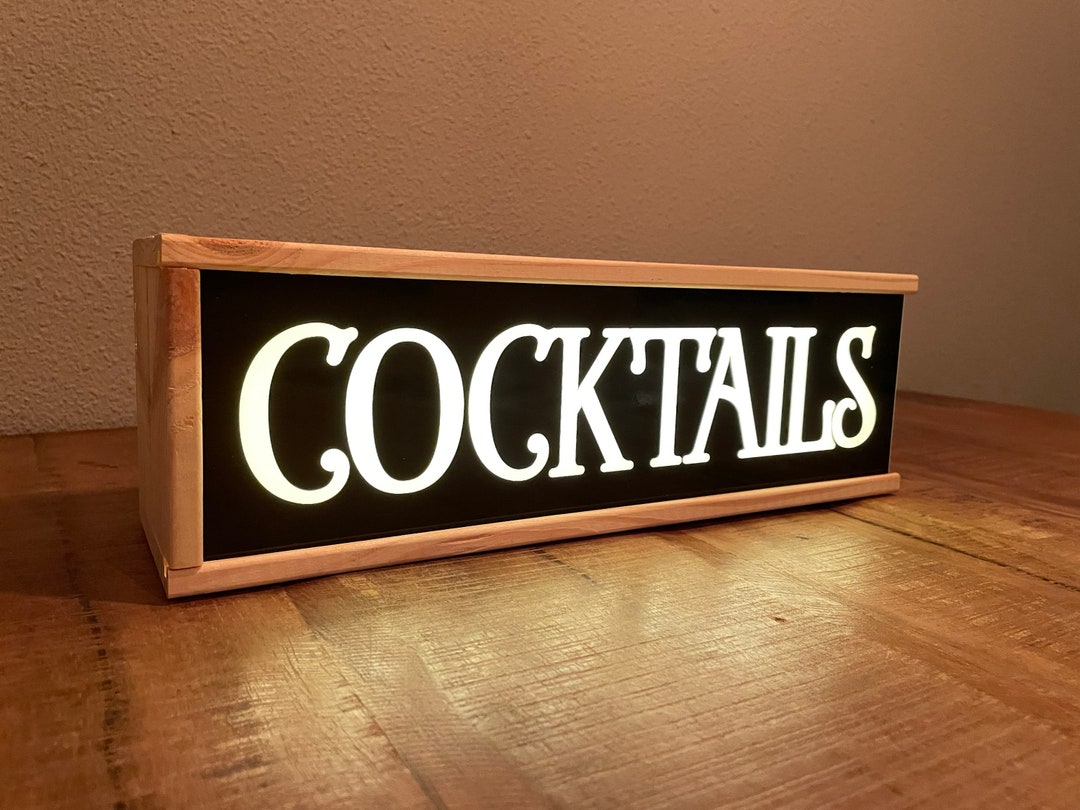 Cocktails Lightbox - Cocktails Sign - Bar Decoration - Lighted Sign ...