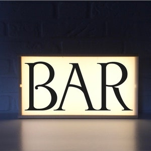Bar Lightbox - Bar Sign - Lighted Sign for Bar - Mancave Decoration ...