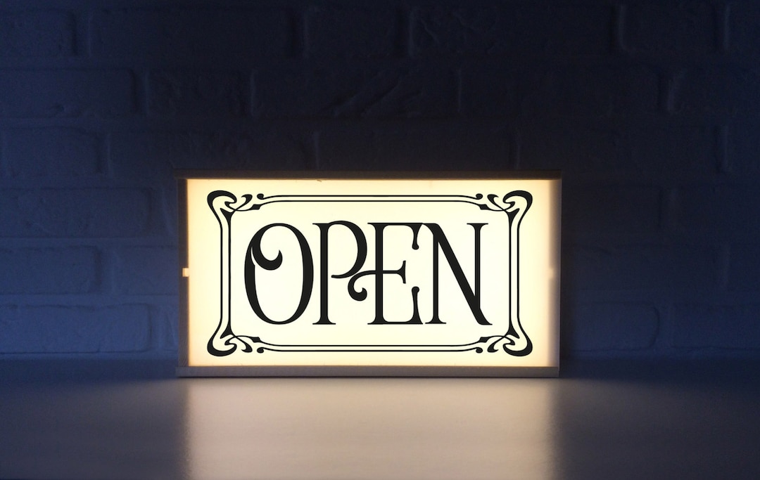 Vintage Open Sign - Lighted Open Sign - Vintage Sign - Lightbox Open ...