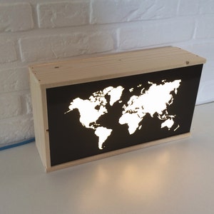 World Map Light Box - Globe Light Box - Lighted World Map - Gift for ...