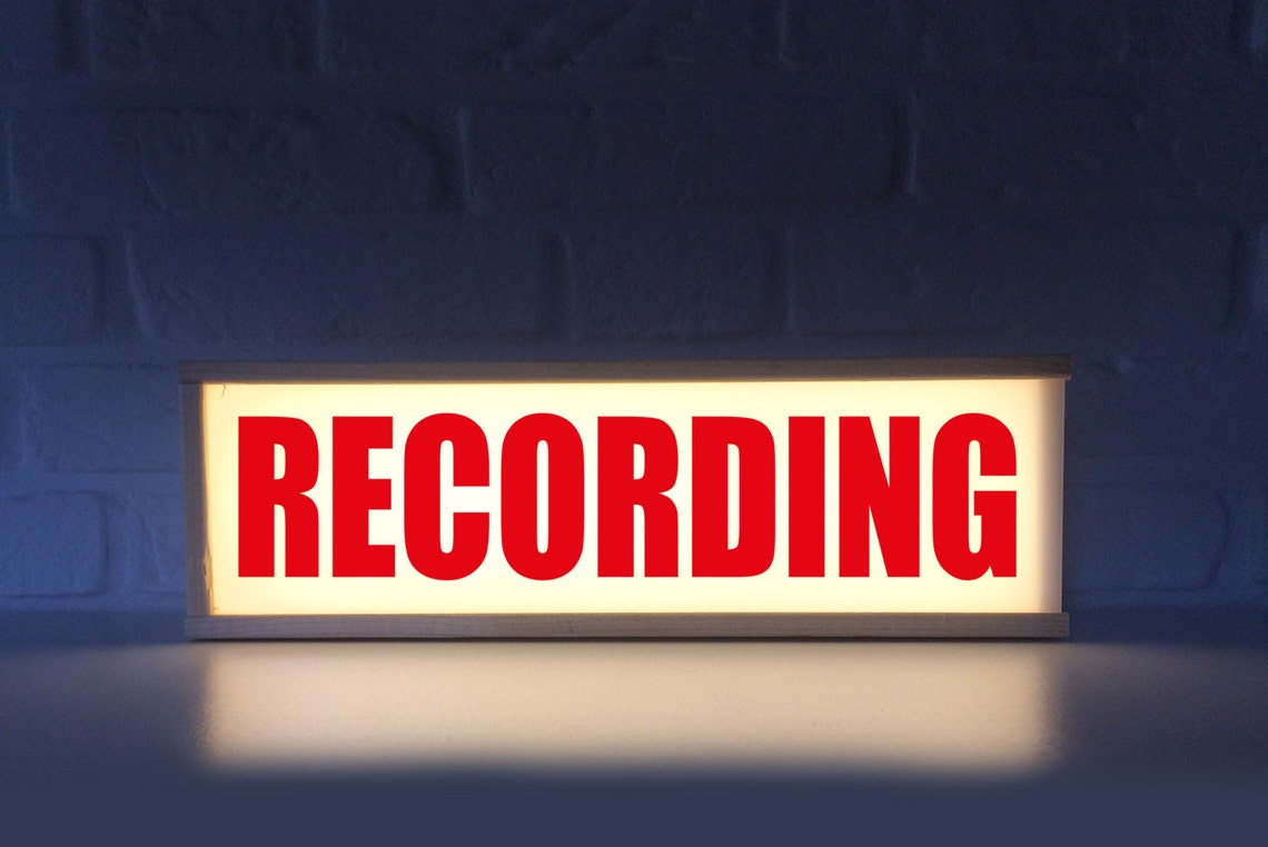 Recording sign with red letters - Lightbox recording - lighted sign ...