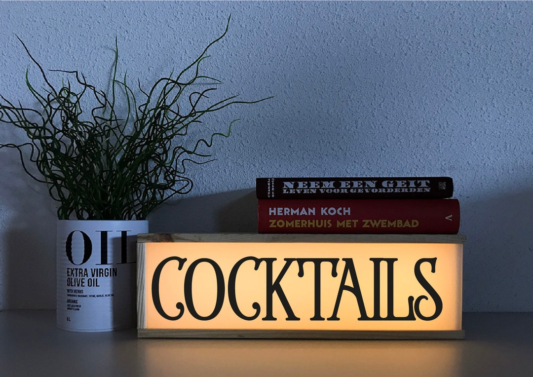 Cocktails Lightbox - Cocktails Sign - Bar Decoration - Lighted Sign ...