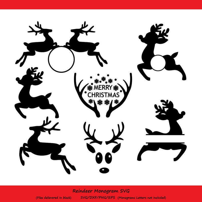 Reindeer Svg Reindeer Monogram Svg Reindeer Face Christmas - Etsy