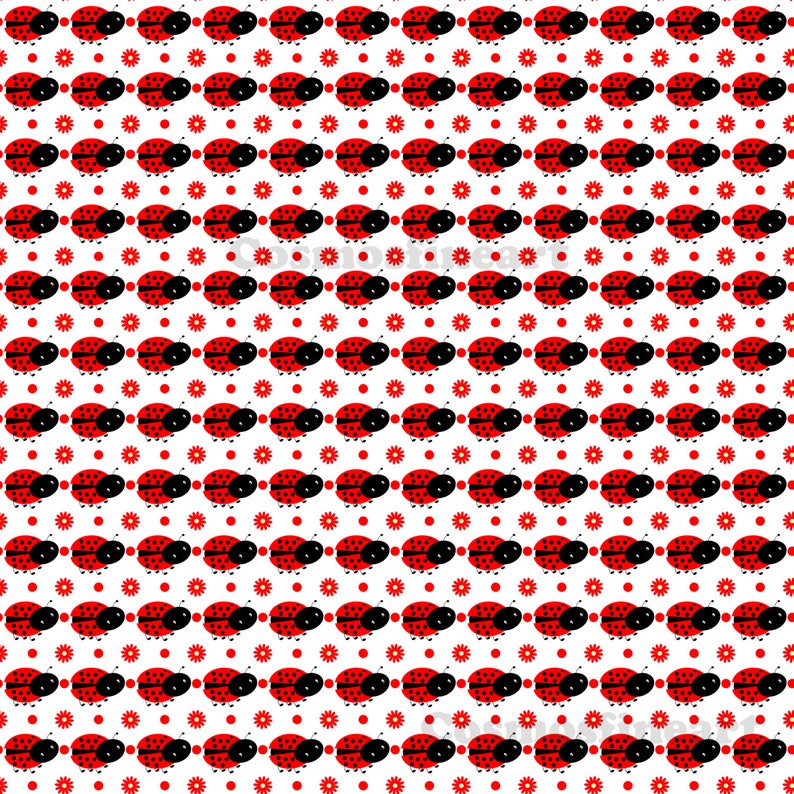 Ladybug Digital Paper Ladybug Clipart Flowers Polka Dots | Etsy