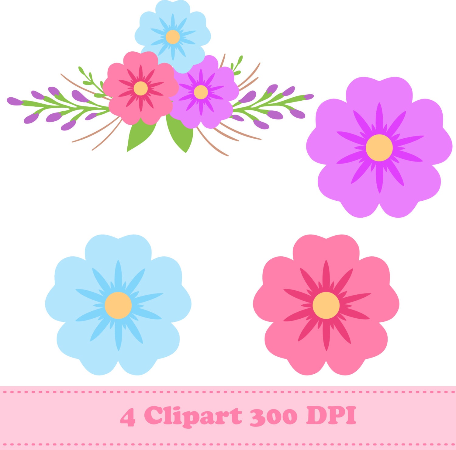 Flower Digital Paper Flower Clipart Floral Digital Paper | Etsy