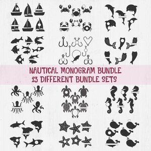 Nautical Monogram SVG Bundle, 13 Packs Contain More Than 82 Cutting ...