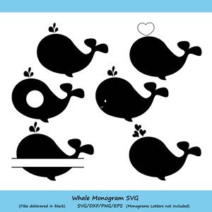 Whale SVG, Whale Monogram SVG, Whale Silhouette, Whale Monogram Frame ...