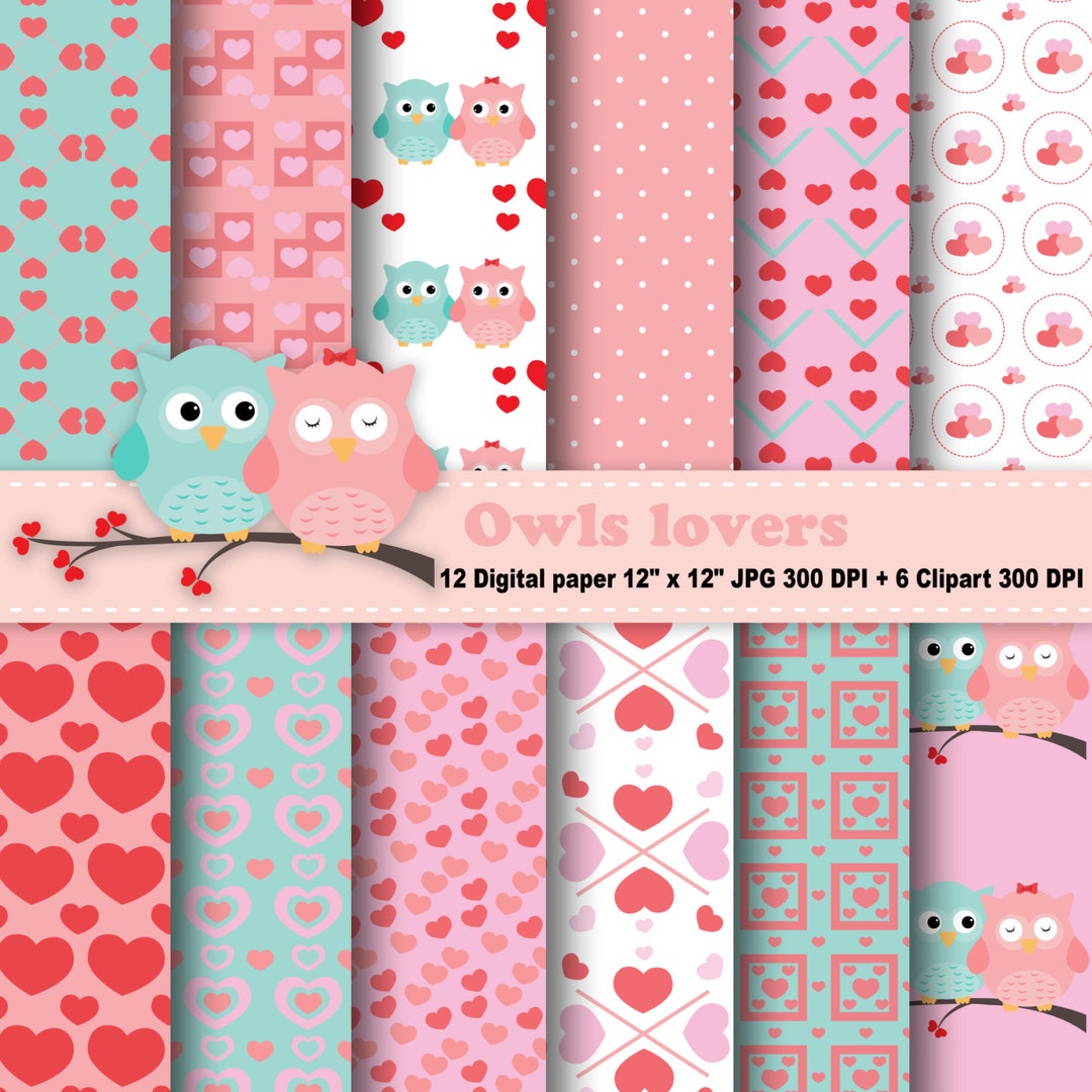 Owls Lovers Digital Paper, Owls Digital Paper, Owls Clipart, Owls ...