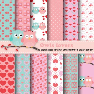 Owls Lovers Digital Paper Owls Digital Paper Owls Clipart - Etsy