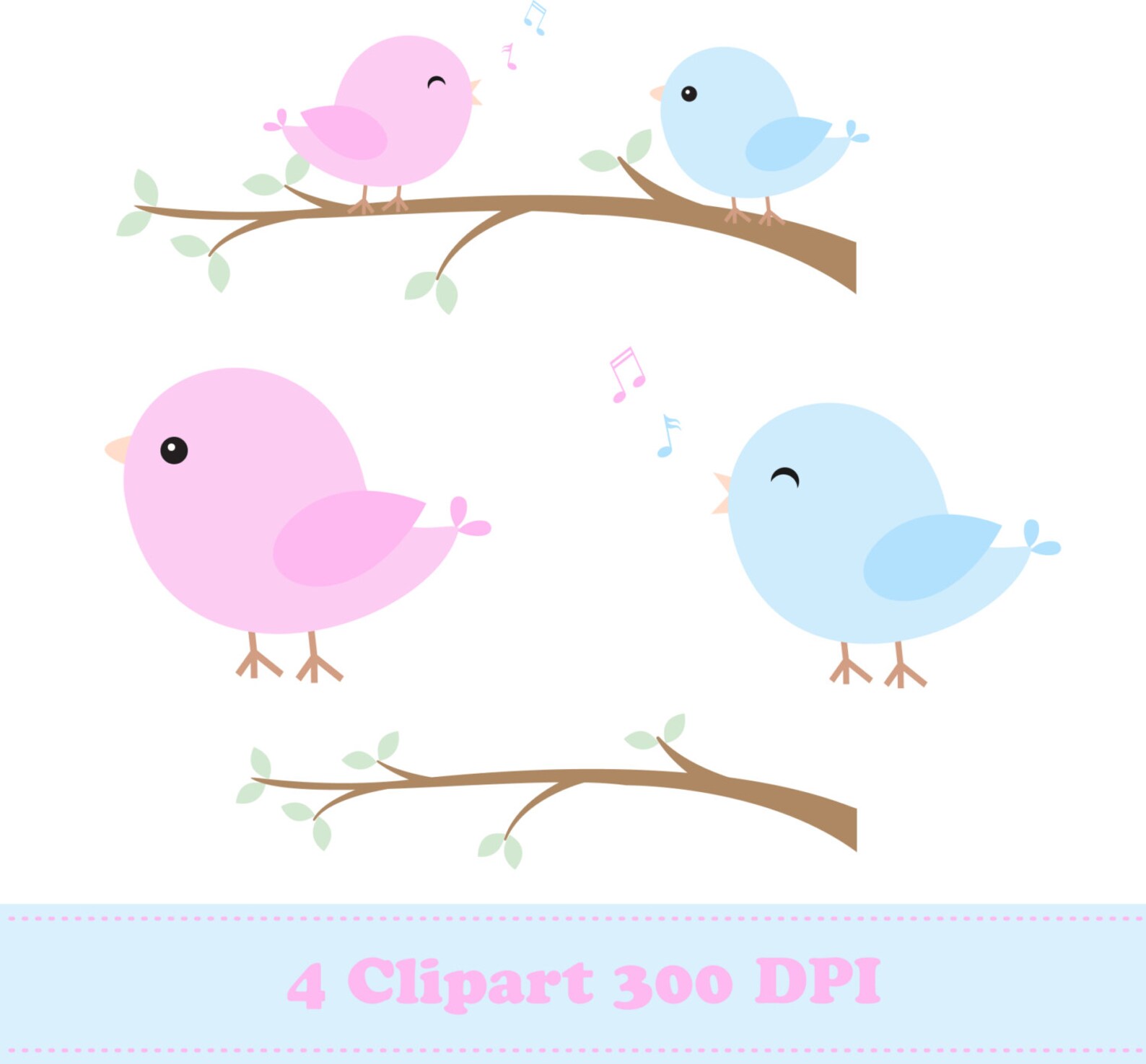 Birds Digital Paper Lovely Birds Birds Clipart Branches | Etsy