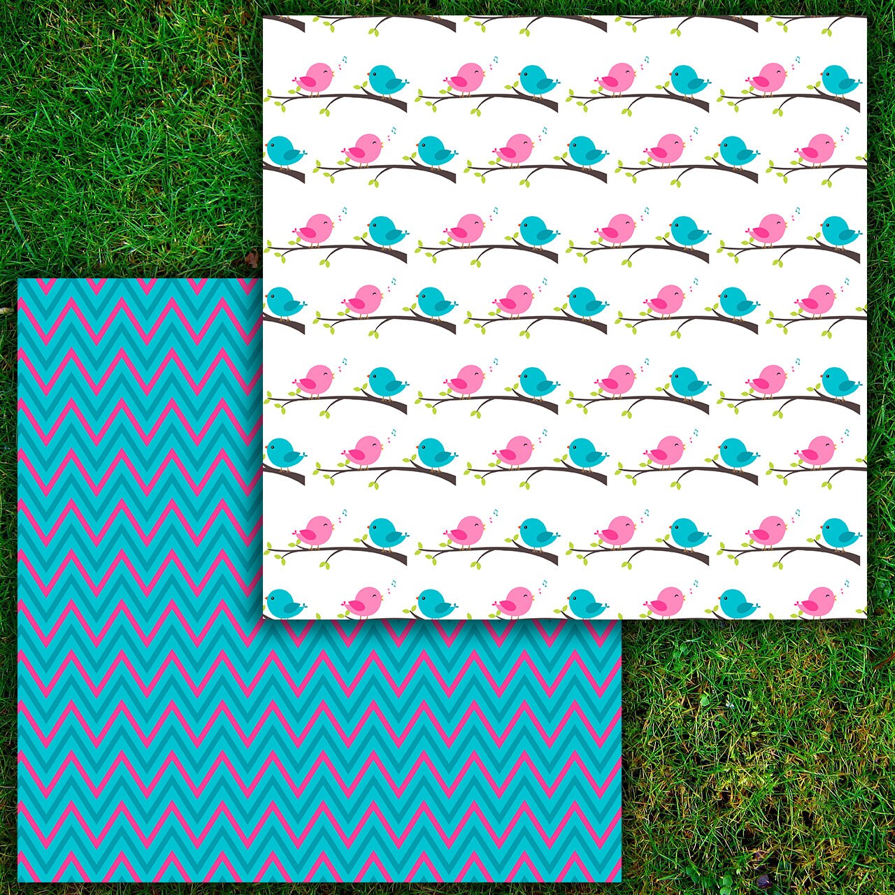 Birds Digital Paper Birds Clipart Branches Polka Dot - Etsy