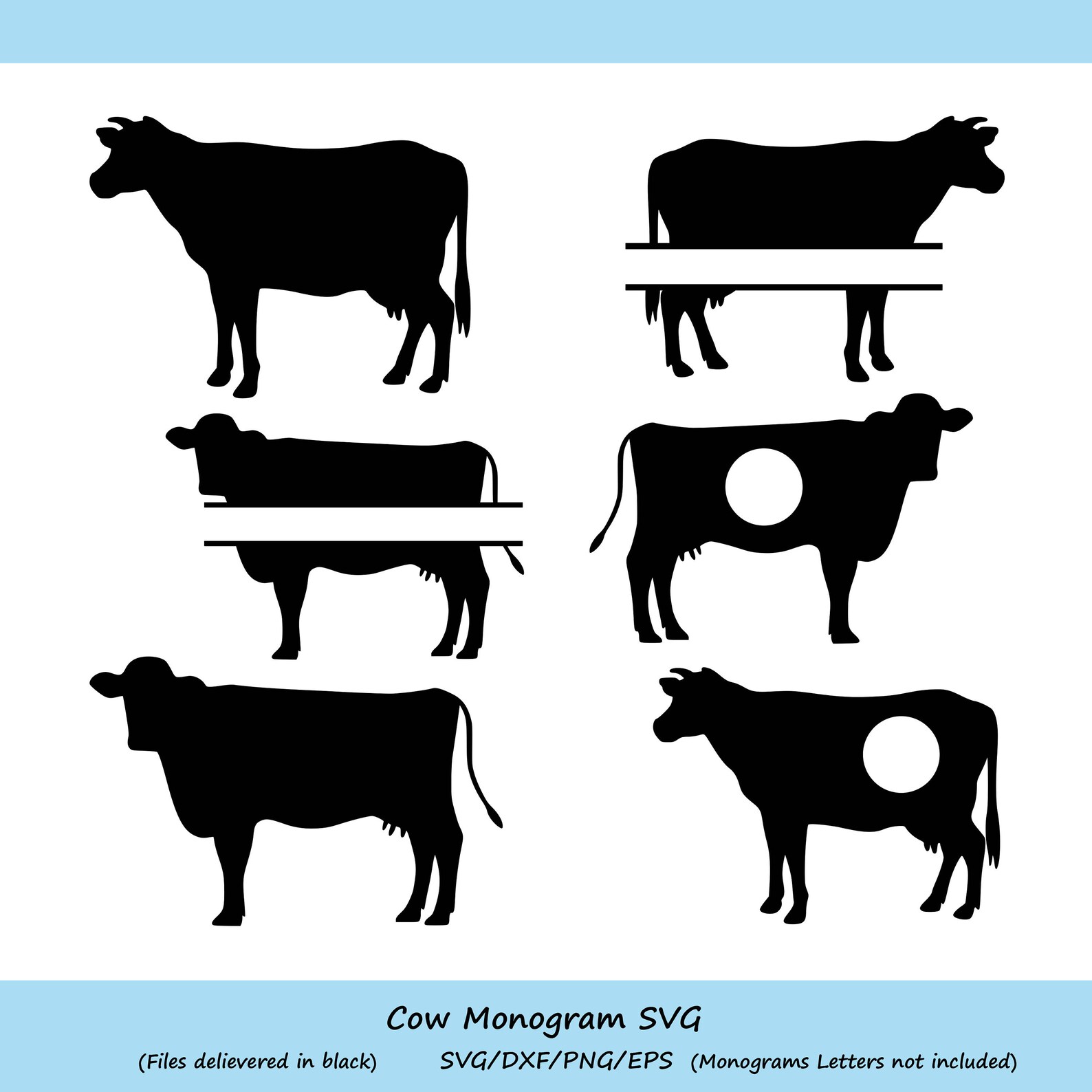 Cow SVG Cow Monogram Svg Farm Animal Cow Cow Cut File | Etsy
