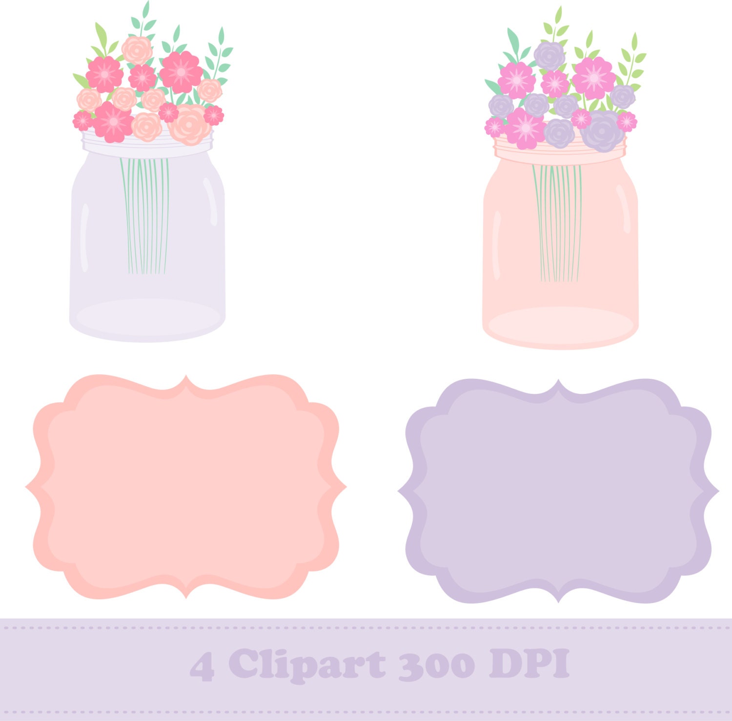 Mason Jars Digital Paper Mason Jars Clipart Shabby Chic | Etsy