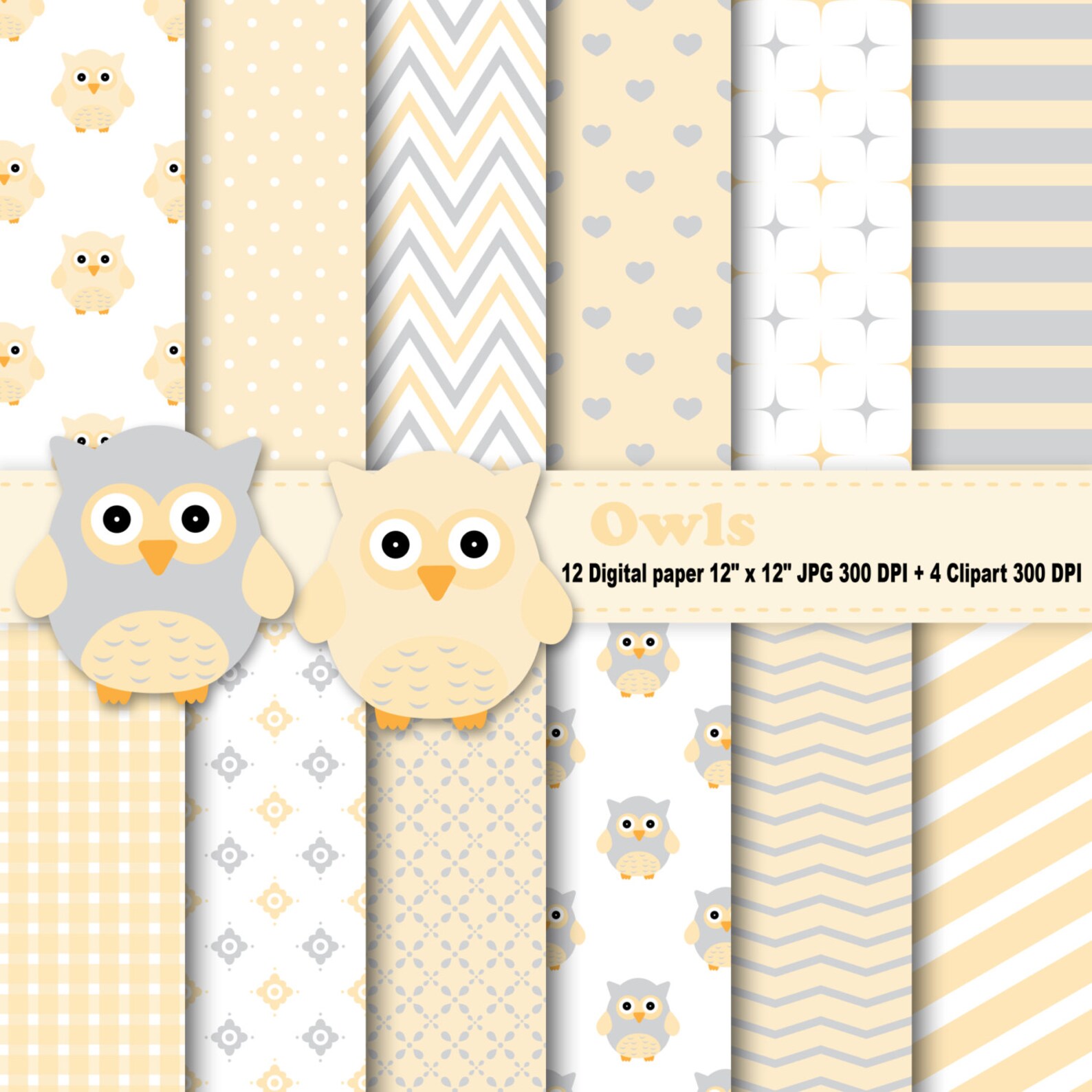 Owls Digital Paper Owls Clipart Owl Patterns Owl - Etsy