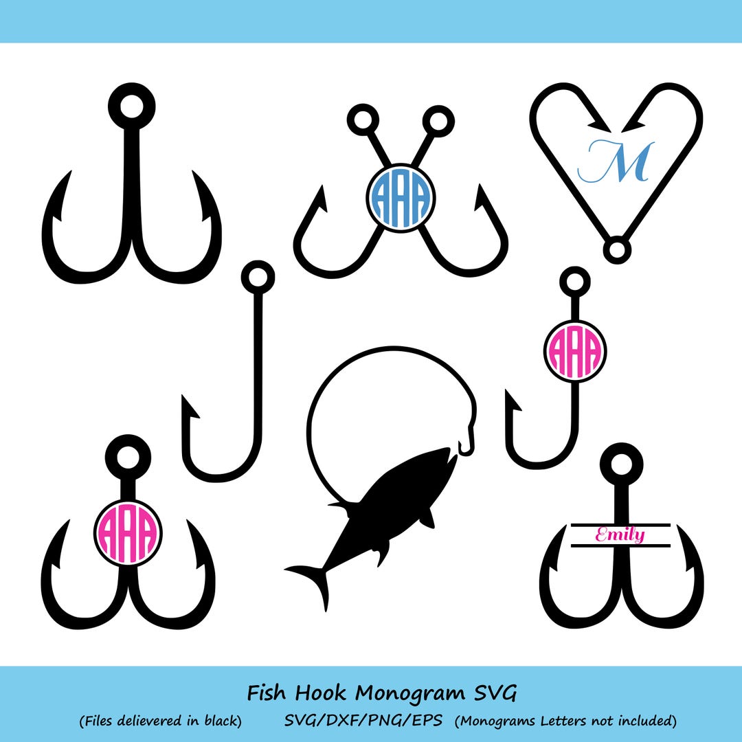 Fish Hook SVG, Fish Monogram Svg, Fishing Svg, Fish SVG, Svg Files for ...