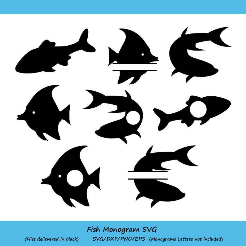 Fish SVG File Fish Monogram Svg Fish Cut File Fish Cutting - Etsy